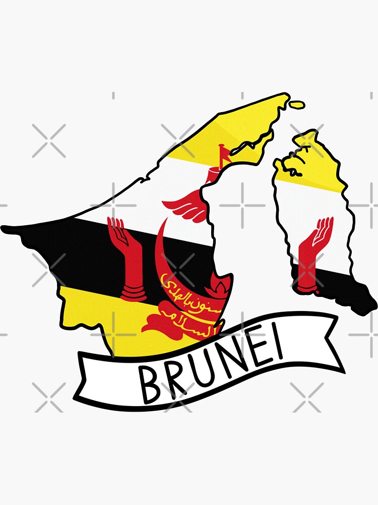 Brunei Flag Map Sticker Sticker For Sale By Drawingvild Redbubble