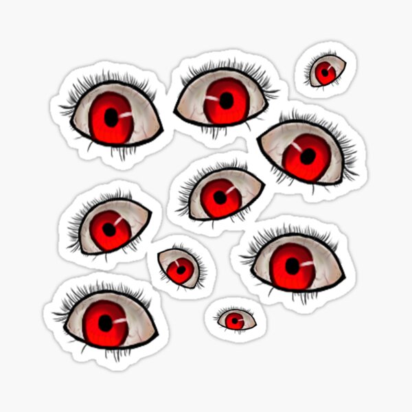 "Creepy red eyes" Sticker for Sale by GlitchedCherry | Redbubble