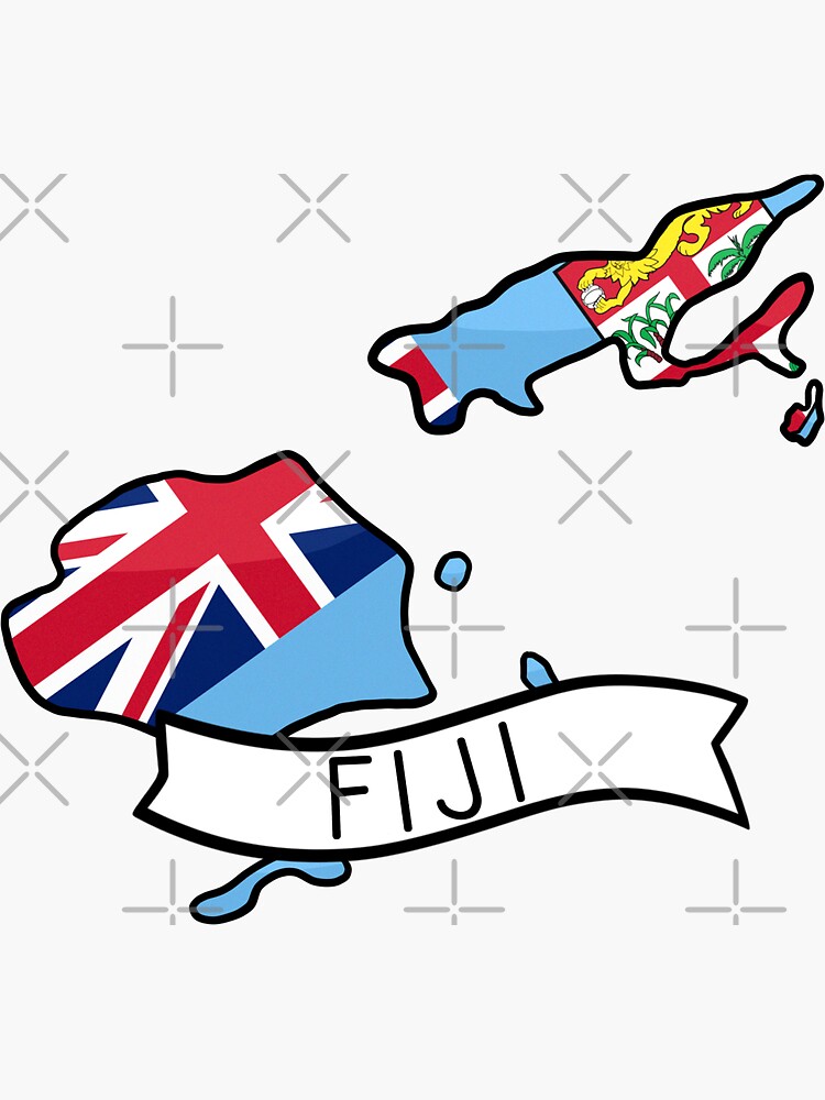 "Fiji Flag Map Sticker" Sticker for Sale by Drawingvild | Redbubble