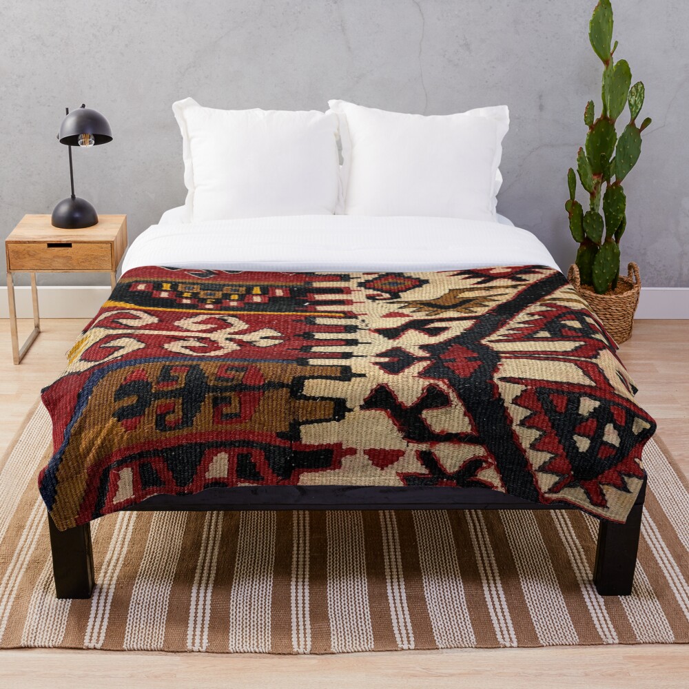 "Decorative Kilim, Navaho Weave, Woven Textile" Throw Blanket for Sale ...