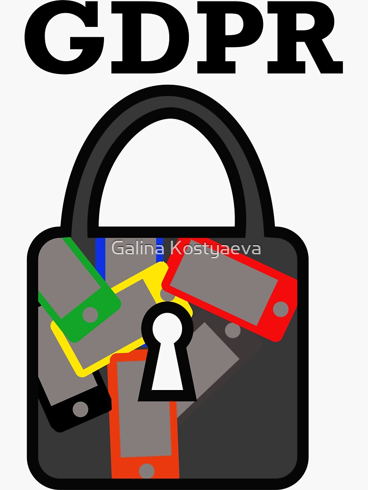 "GDPR emblem on t-shirts and clothes for men and women" Sticker for ...