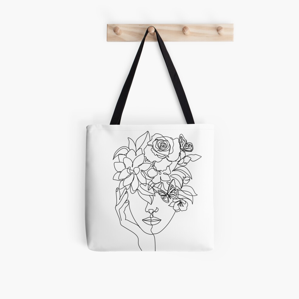 "One Line Print. flower head print. Portrait minimalistic style ...