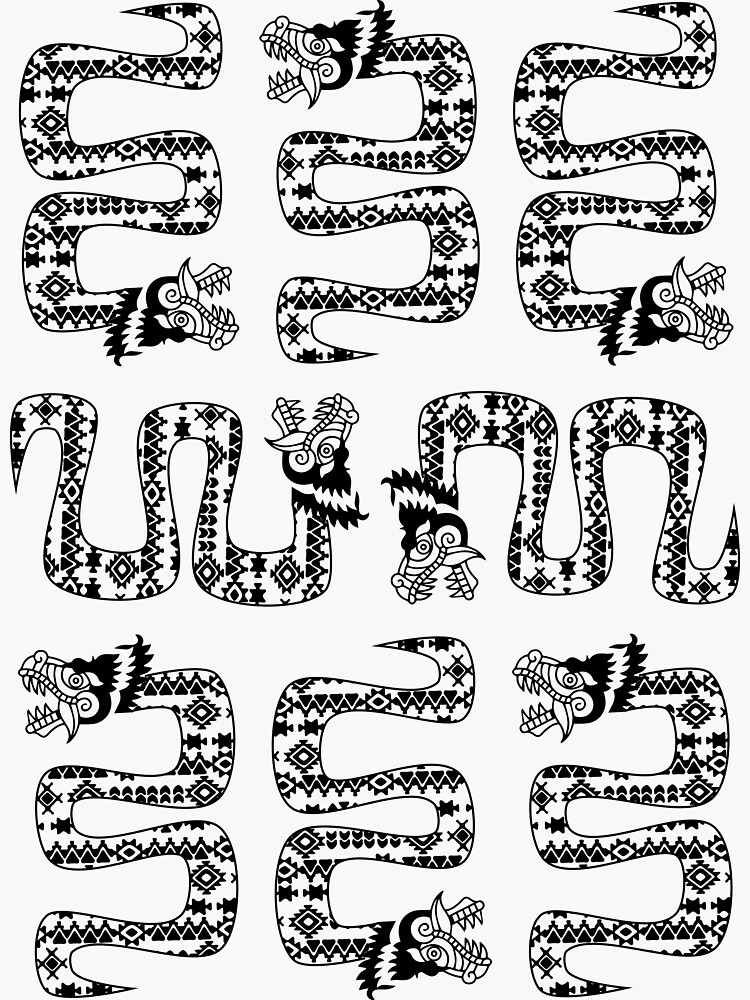 "Aztec Tribal serpent dragon pattern Black" Sticker for Sale by jakes ...