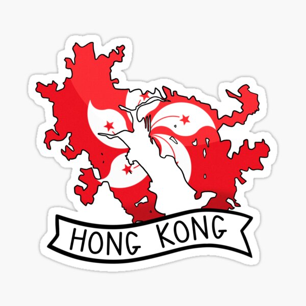 "Hong Kong Flag Map Sticker" Sticker for Sale by Drawingvild | Redbubble