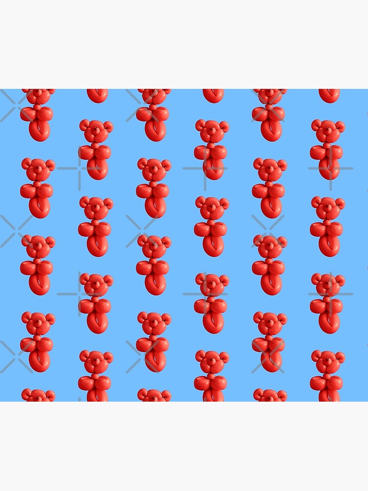 "Red teddy bear party balloon on blue" Throw Blanket for Sale by ...