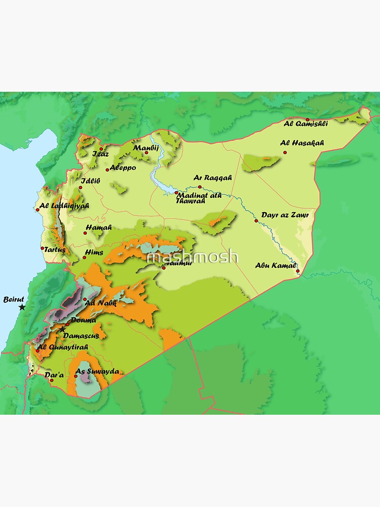 "Syria detailed physical map topographic map of Syria with Country ...