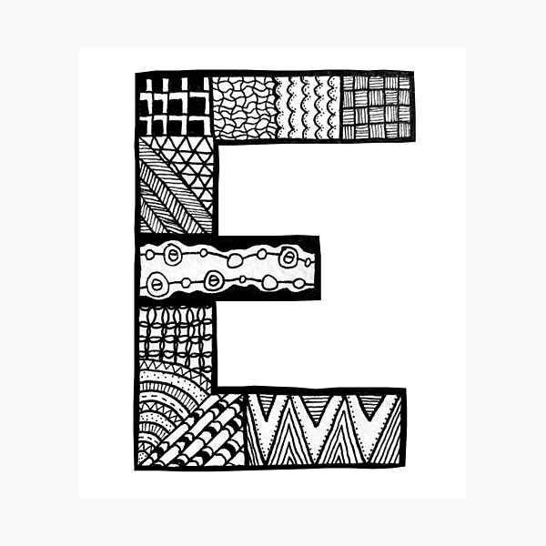 "Zentangle Letter E" Photographic Print for Sale by jsh-designs | Redbubble
