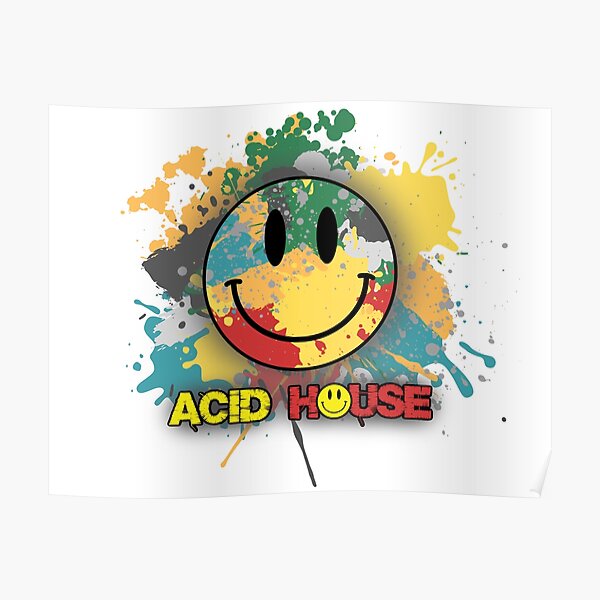 "Acid House Smiley Face Paint Explosion" Poster by BritpopGuitar ...