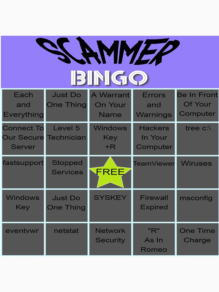 "Scambait HQ Scammer Bingo" T-shirt for Sale by Level5Tech | Redbubble ...