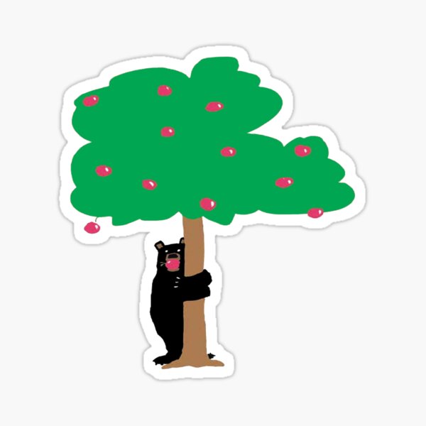 "Funny Care Bears & green tree illustration-Humor brown bear catch ...