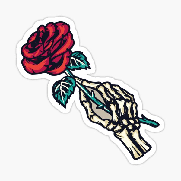 "Skeleton Hand holding Rose" Sticker for Sale by ahmedch95 | Redbubble