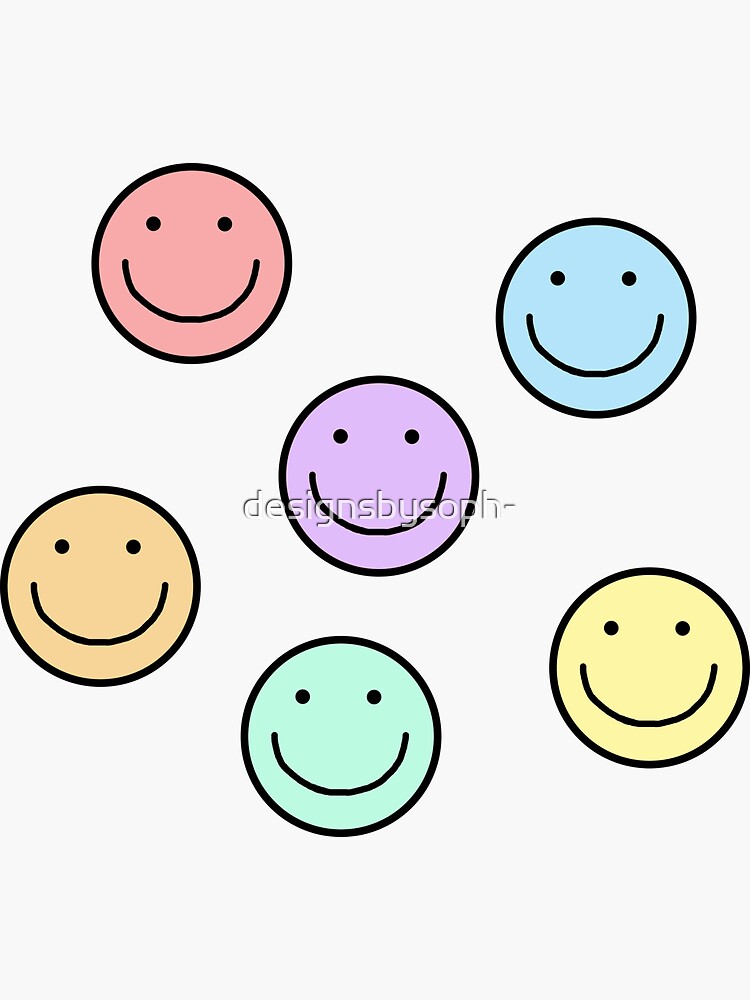 "rainbow smiley face sticker pack" Sticker for Sale by designsbysoph ...