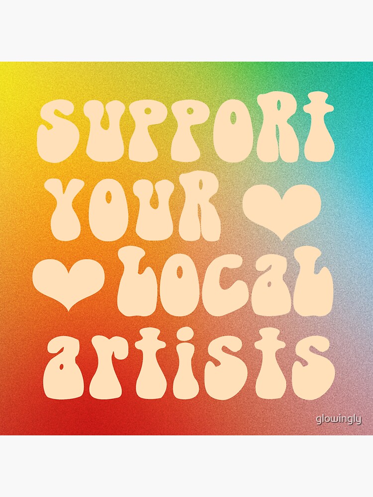 "support your local artists trippy psychedelic rainbow" Sticker for ...