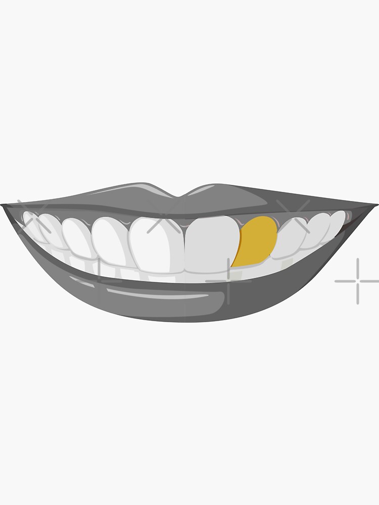 "Thug smile mouth with a golden tooth" Sticker for Sale by Thewonderboy ...