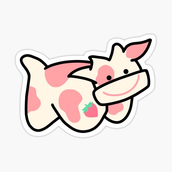 "Strawberry Milkshake Cow" Sticker for Sale by designsbyjenni | Redbubble