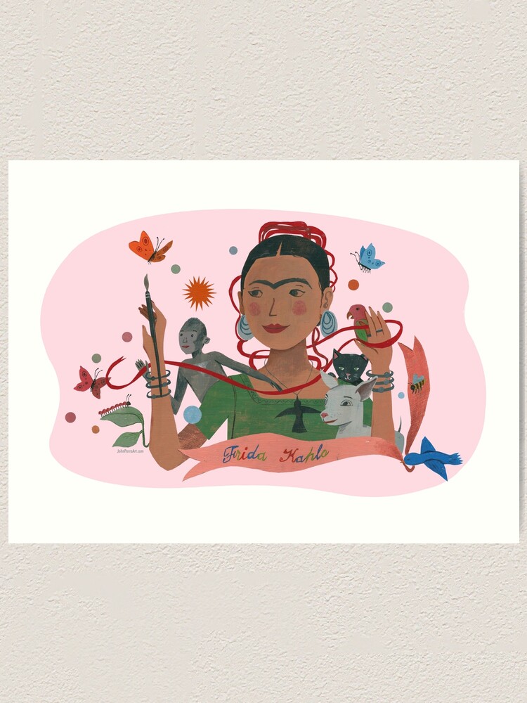 "Frida Kahlo and Her Animalitos (ver. 2)" Art Print for Sale by ...