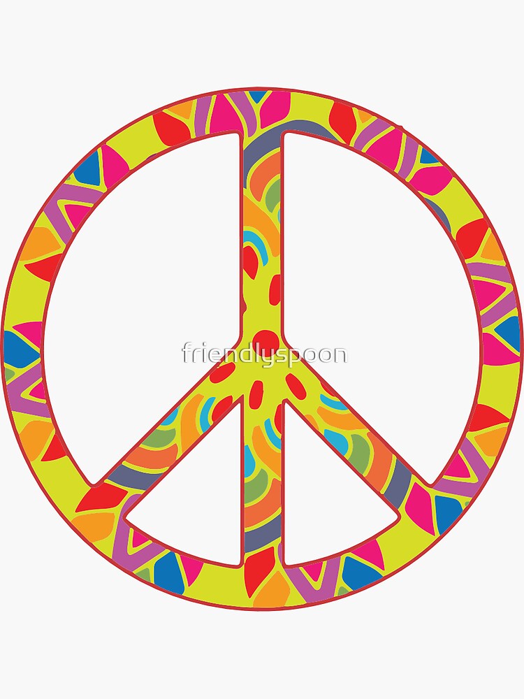 "Retro Vintage Colorful 70s Peace Sign" Sticker for Sale by ...