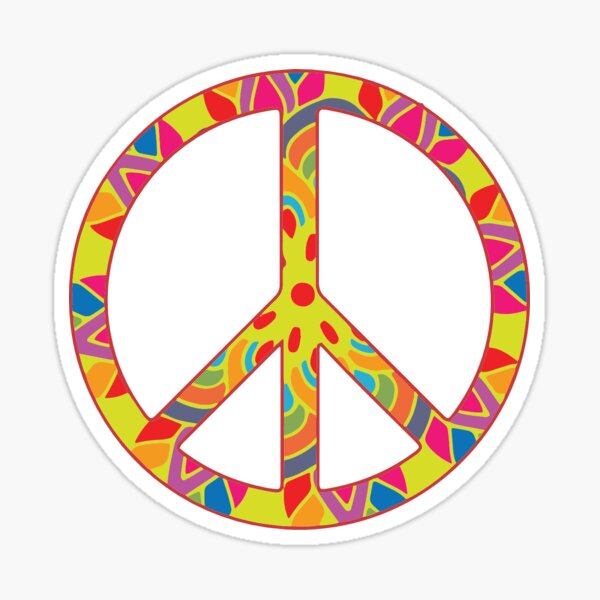 "Retro Vintage Colorful 70s Peace Sign" Sticker for Sale by ...