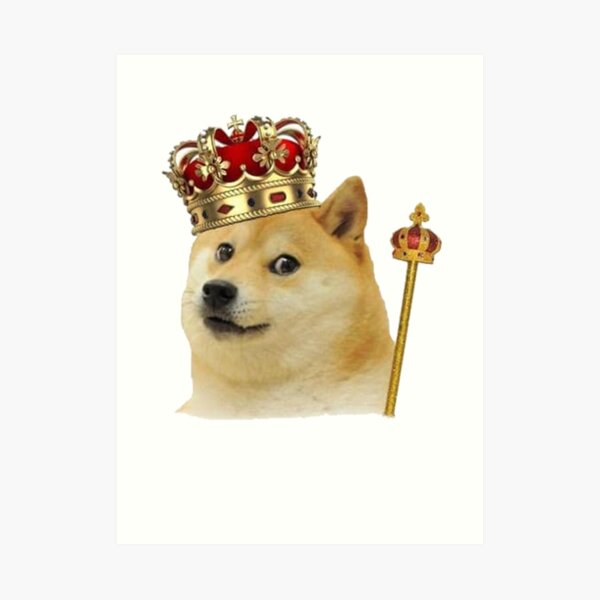 "King Doge Meme Cheems Shiba Inu Gift Funny T-shirts For Dog" Art Print ...