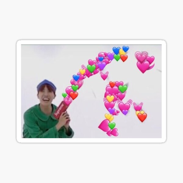 "bts Jhope heart meme" Sticker by Xiaorii | Redbubble