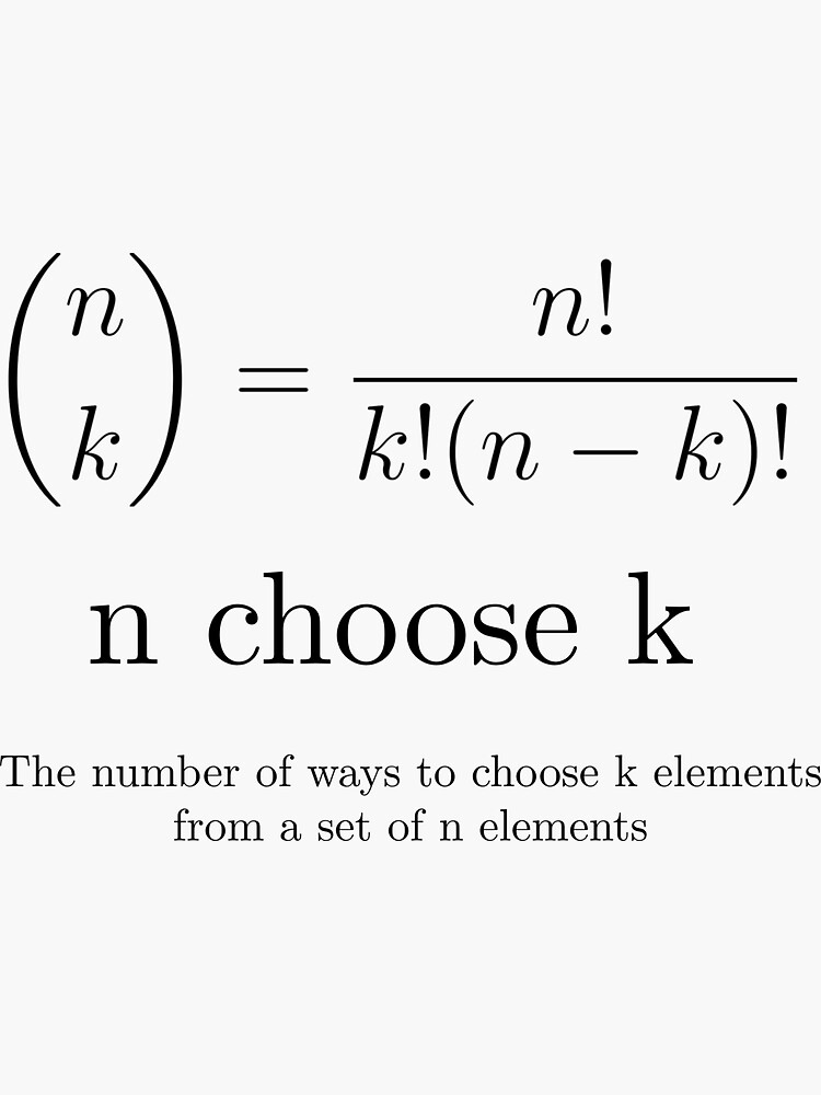 "n choose k definition (binomial coefficient)" Sticker for Sale by Mehdi314 | Redbubble