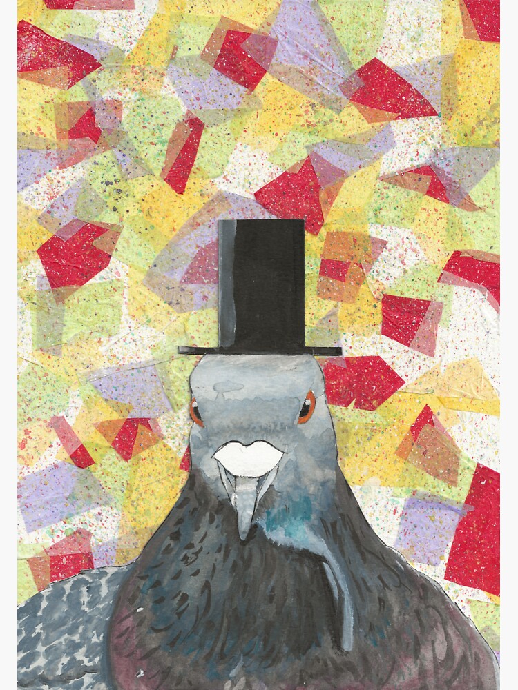 "Pigeon in a top hat" Sticker by Painted-Pigeon | Redbubble