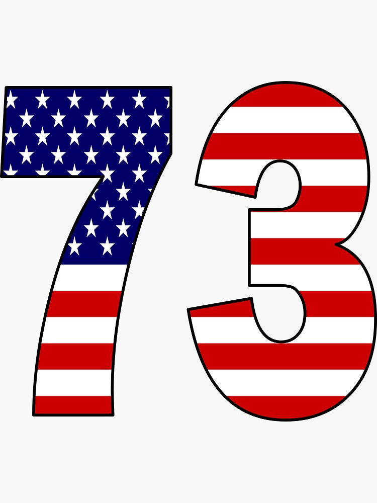 "Number 73 with USA flag on the background" Sticker by AllShirts21 ...