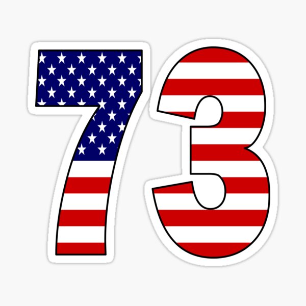"Number 73 with USA flag on the background" Sticker by AllShirts21 ...