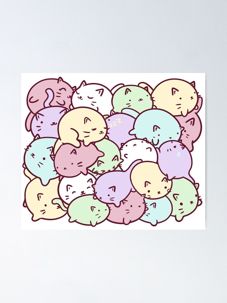 "Stack of Cats Pattern | Cute Pastel" Poster for Sale by waytoocozy ...