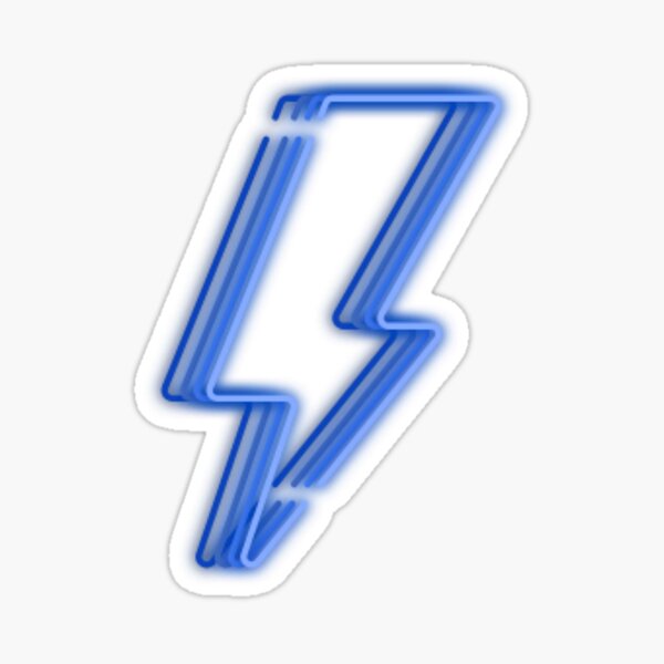 "Blue neon lightning bolt" Sticker by Riley13-h | Redbubble