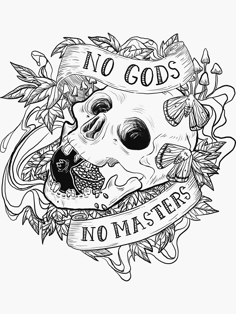 "No Gods No Masters Skull" Sticker by thegeometrist | Redbubble