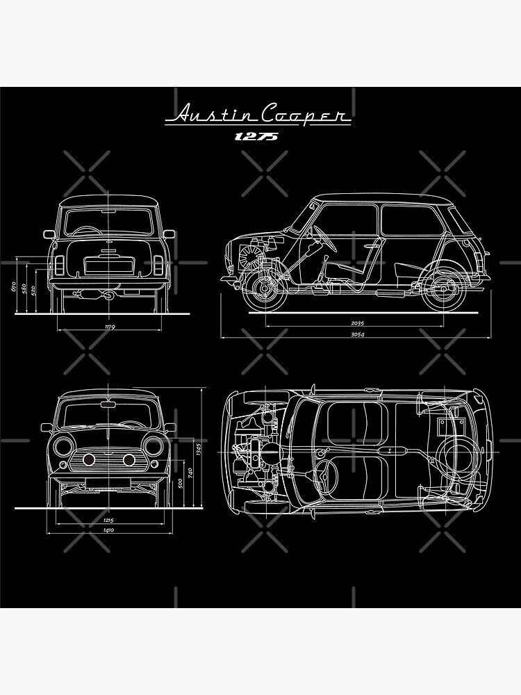 "Classic mini Blueprint" Art Print by Embigo | Redbubble