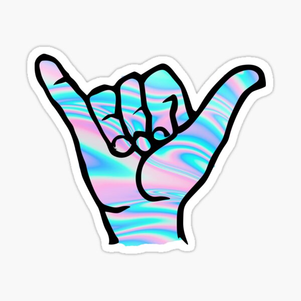 "holographic shaka hand" Sticker for Sale by mmealeyy | Redbubble