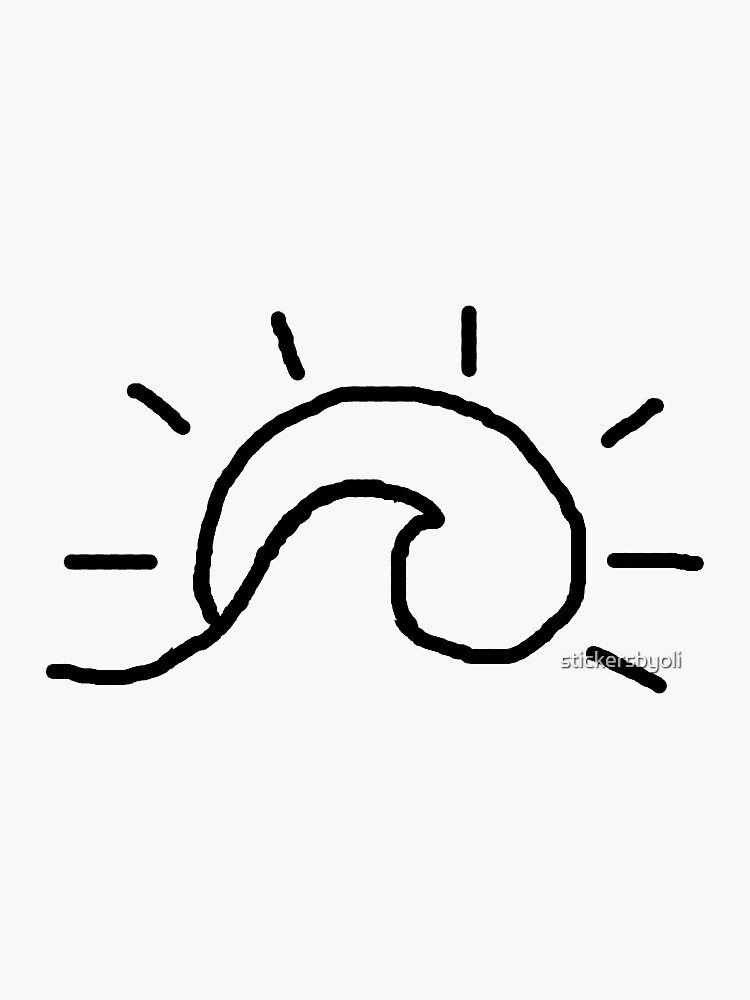 "wave with sun no color outline " Sticker for Sale by stickersbyoli ...