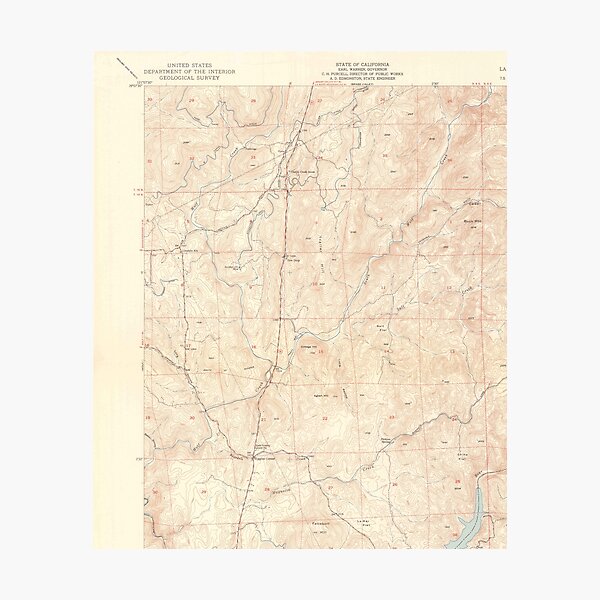 "Lake Combie, CA from 1950 Vintage Map - High Quality" Photographic ...