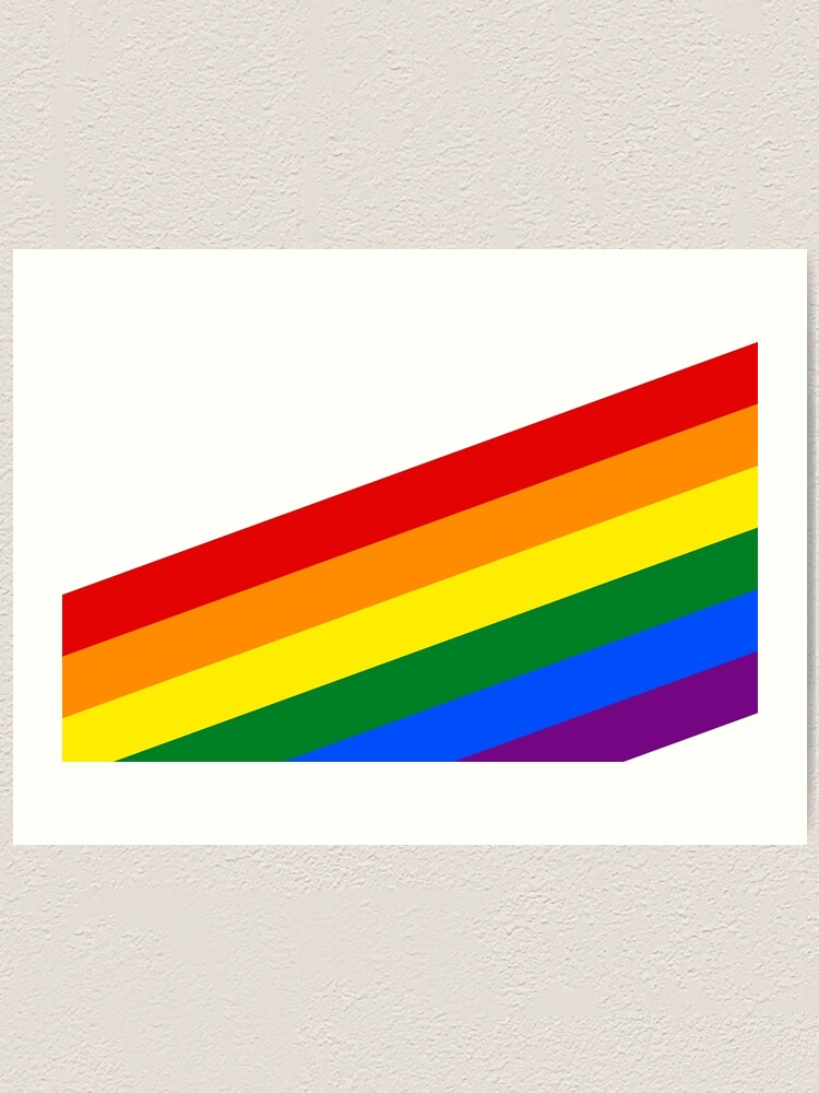 "Big Bold Diagonal LGBTQIA+ Rainbow Pride Flag - White Backround" Art ...