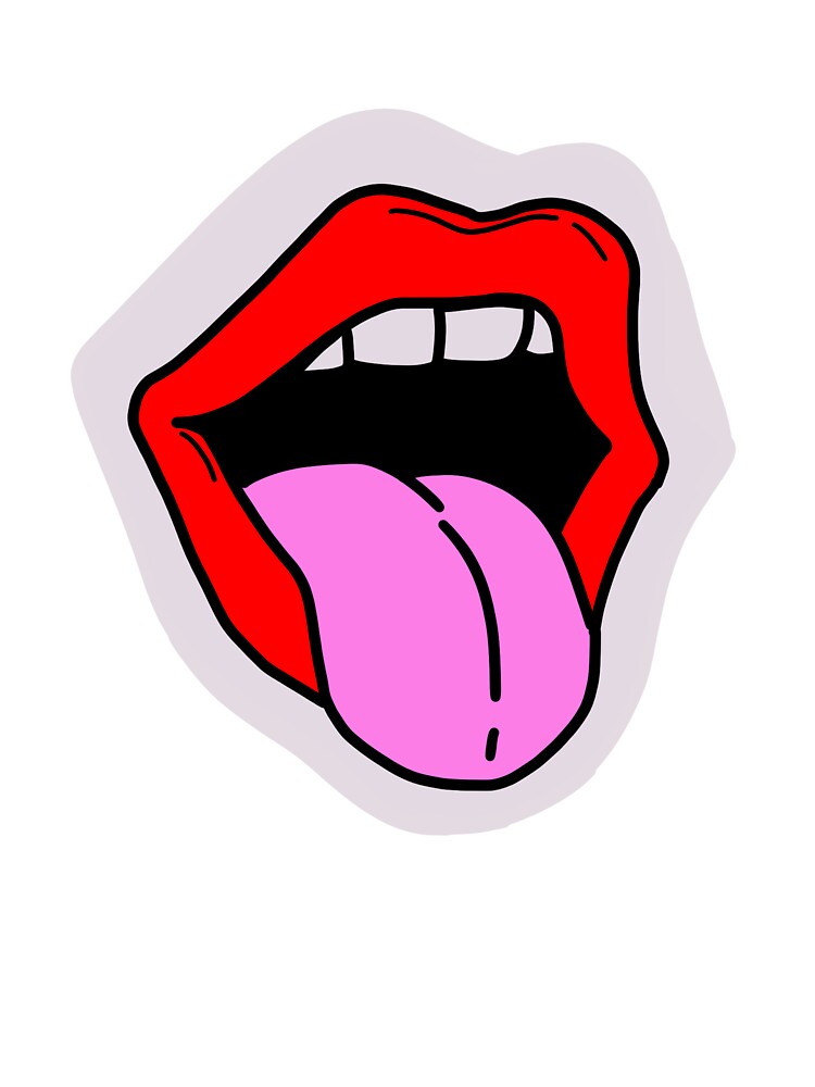 "Open mouth tongue out sticker " Sticker by slickerstickers | Redbubble