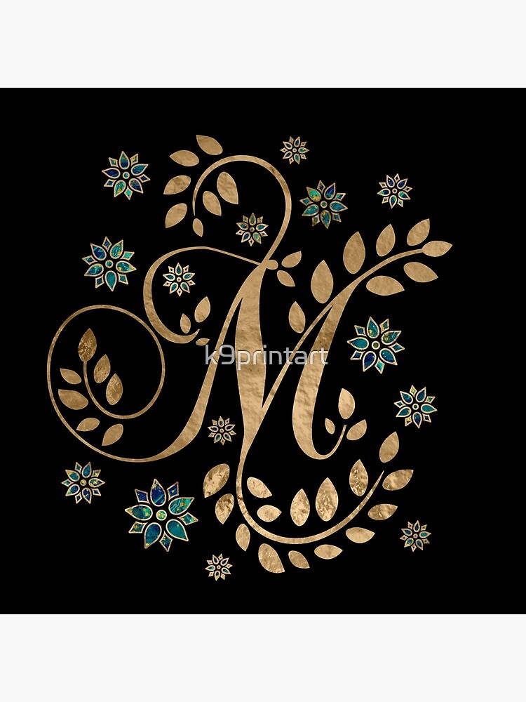 "Luxury Golden Calligraphy Monogram with letter M" Poster for Sale by ...