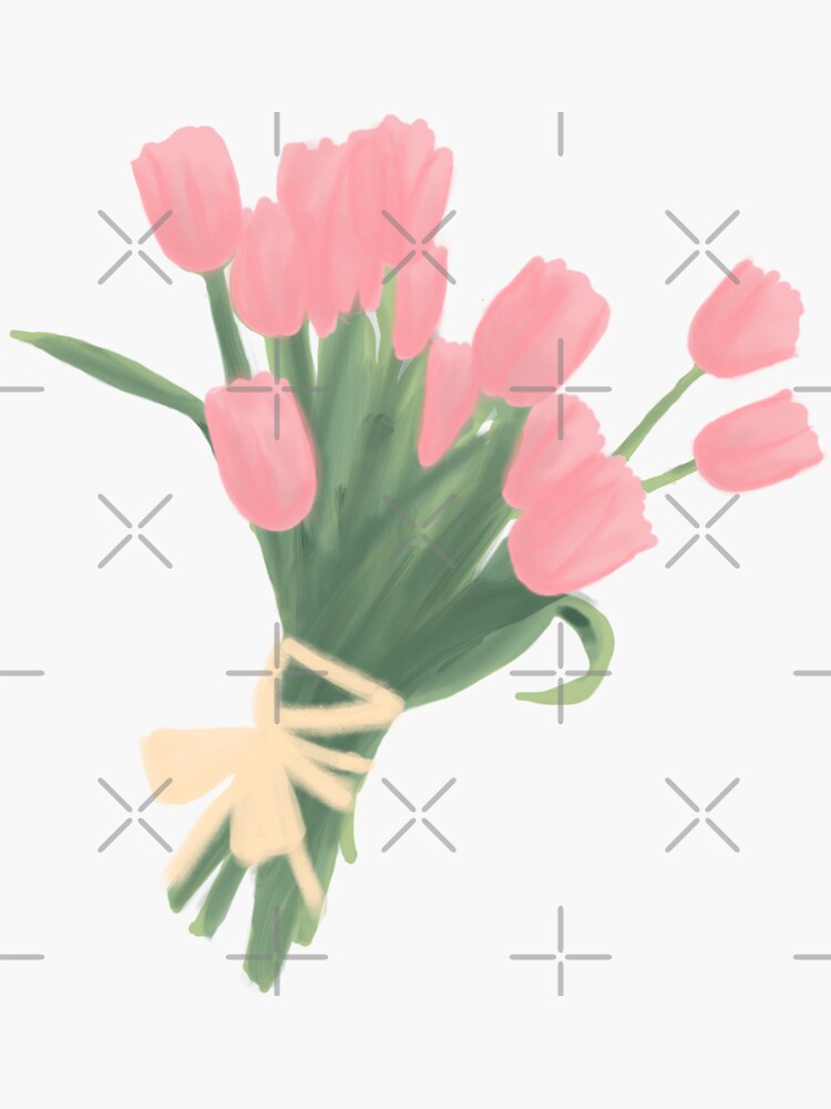 "Pink Tulips Bouquet " Sticker for Sale by meeowtine | Redbubble