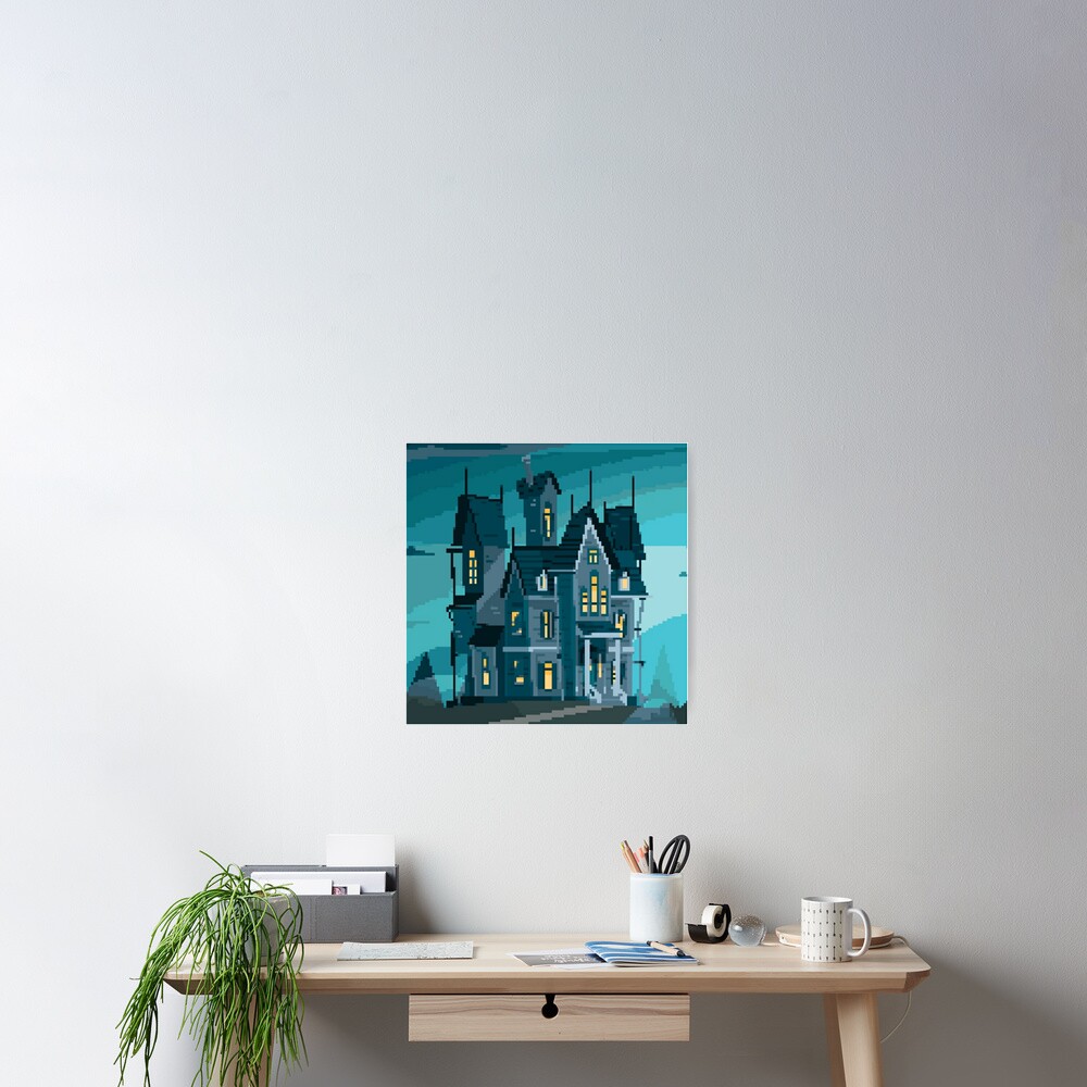 "Pixelated Old Mansion" Poster for Sale by HopeDetour | Redbubble