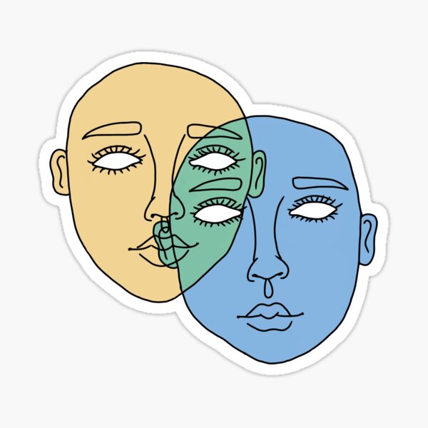 "Yellow/Blue Two-face" Sticker for Sale by artsbynienke | Redbubble