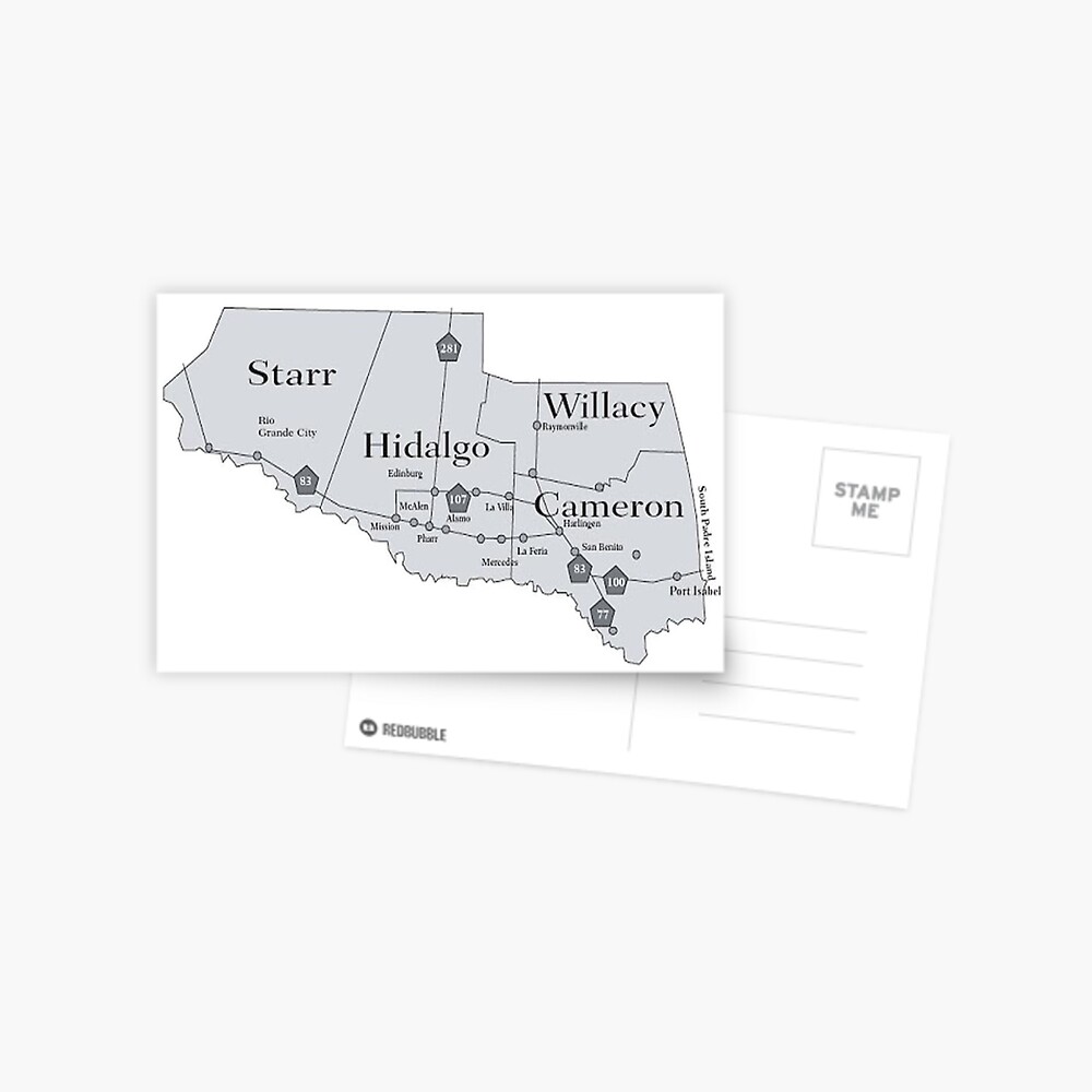 "Rio Grande Valley Counties" Postcard for Sale by RGVandMe | Redbubble