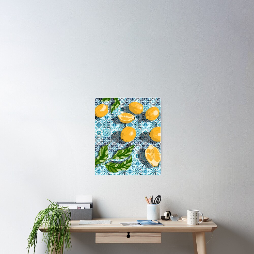 "Sweet Morocco, Tropical Lemon Tiles Painting, Eclectic Summer Modern ...