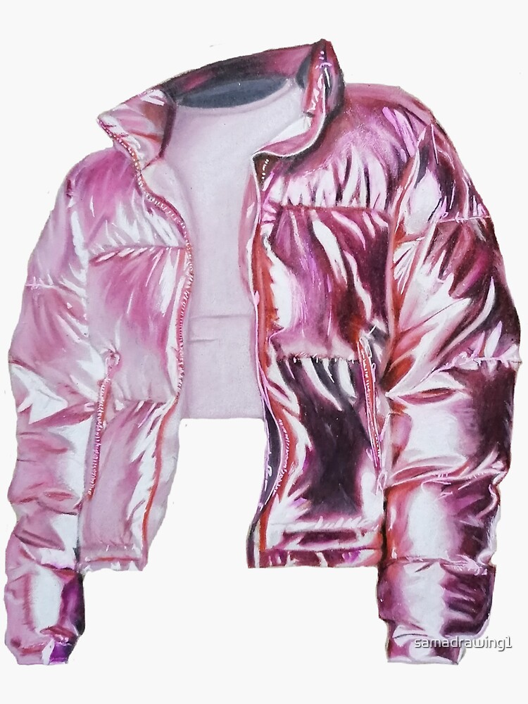 "pink puffer jacket drawing " Sticker by samadrawing1 | Redbubble