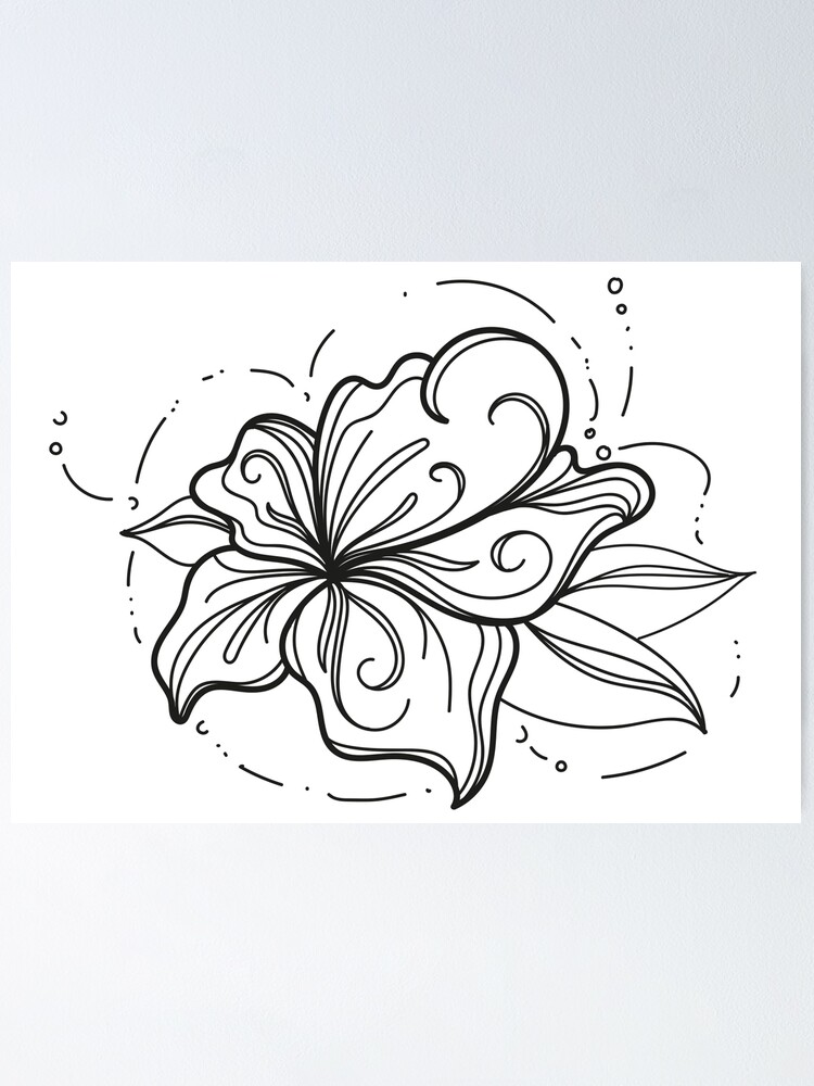 "Thick line art-flower design" Poster for Sale by Mini-Finch | Redbubble