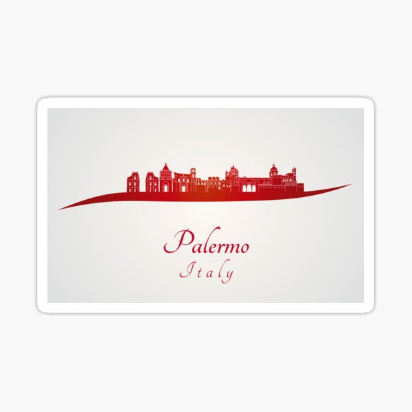 "Palermo skyline in red" Sticker for Sale by paulrommer | Redbubble