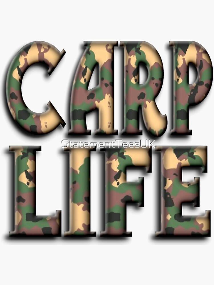 "Carp Life Camo Fishing " Sticker for Sale by StatementTeesUK | Redbubble