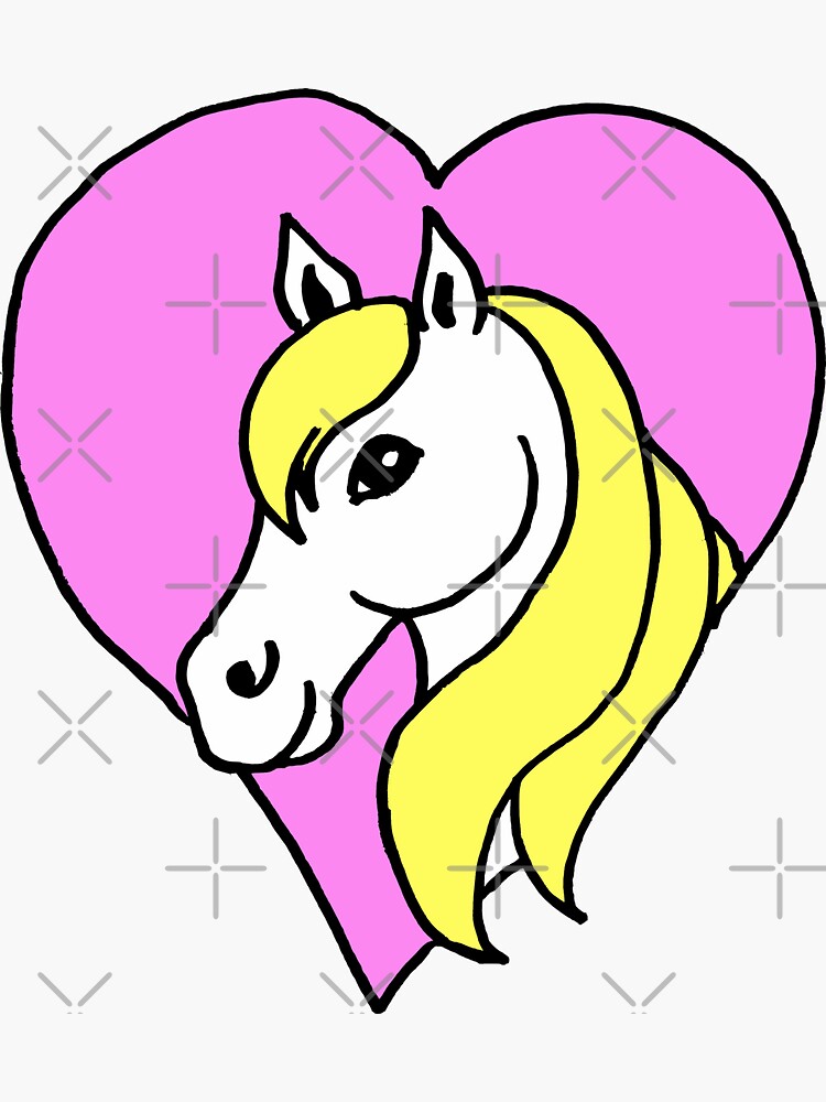 "Cartoon Pony in Heart" Sticker by michellelegrand | Redbubble