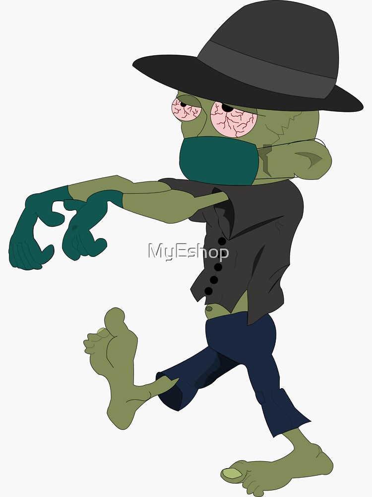 "Zombie with Face mask and Gloves roaming around" Sticker for Sale by ...