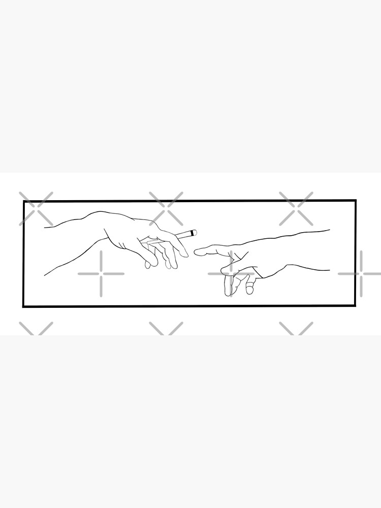 "Michelangelo Creation of Adam Passing Blunt - Black" Art Print for ...